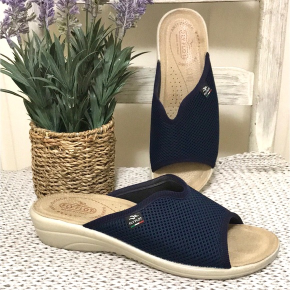 Fly Flot | Shoes | Fly Flot Navy Italian Mesh Slide | Poshmark